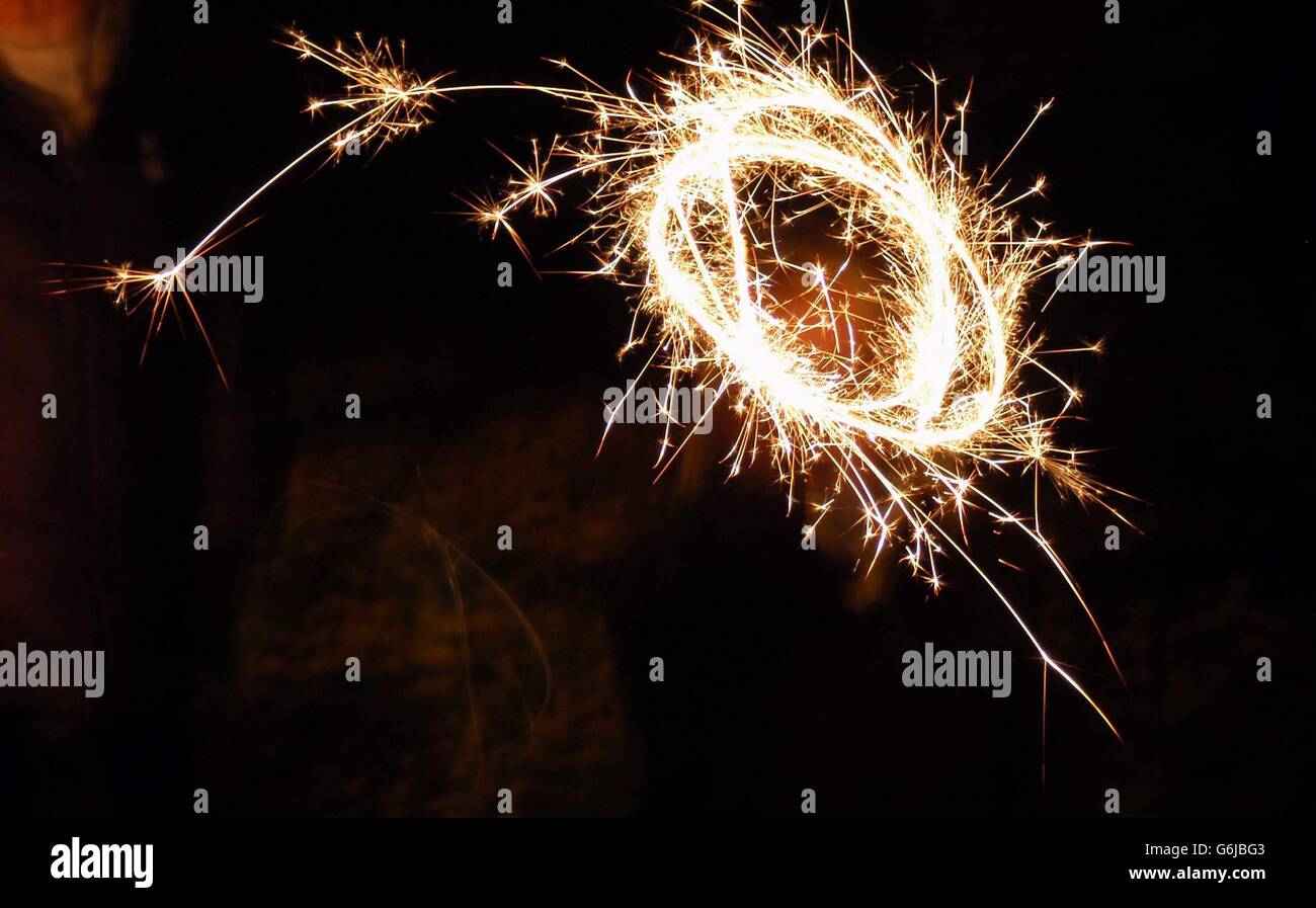 Children with sparklers at a fireworks display and bonfire at the Ebor ...