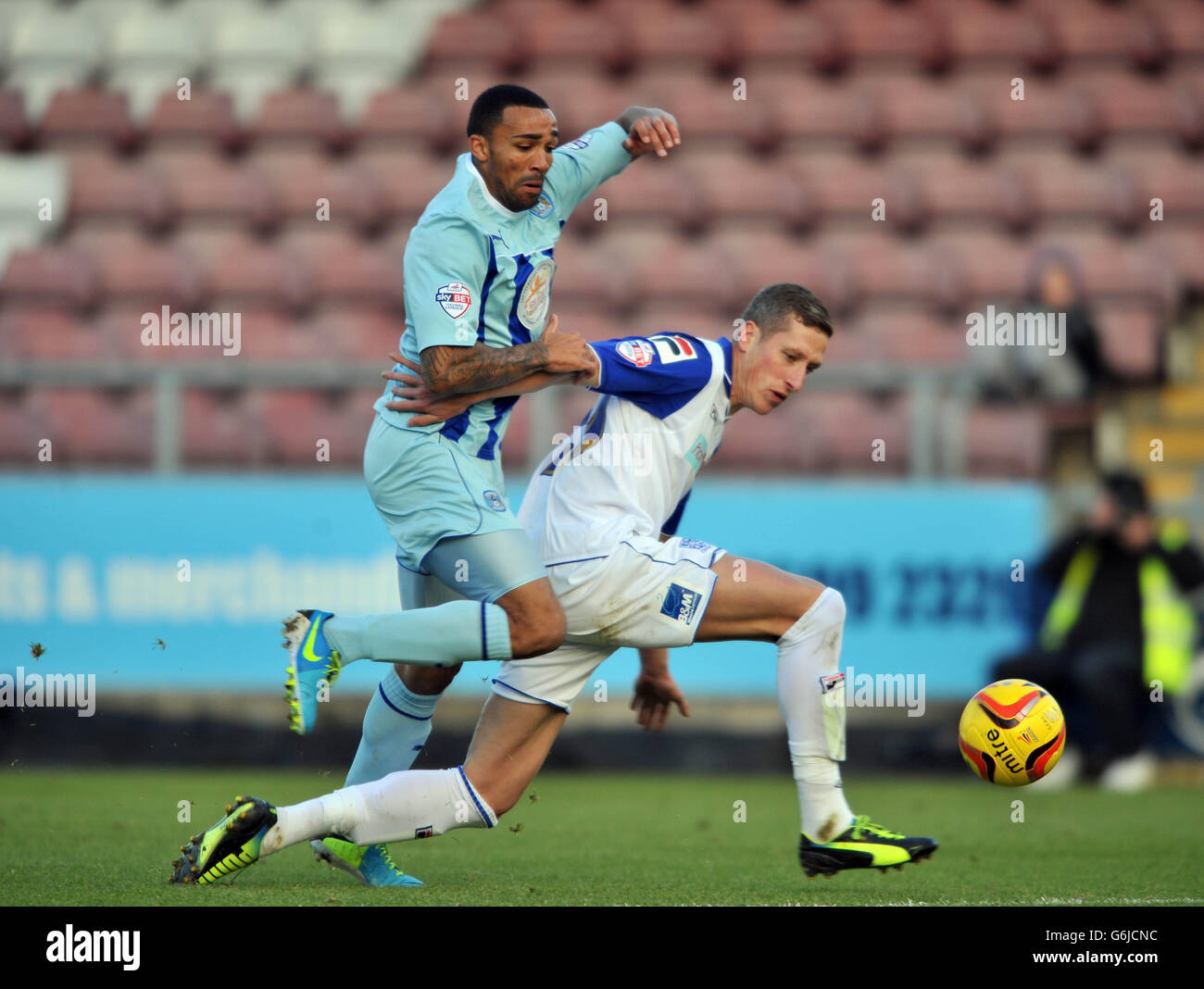 Coventry City's Callum Wilson (left) & Tranmere Rovers's Jim McNulty ...