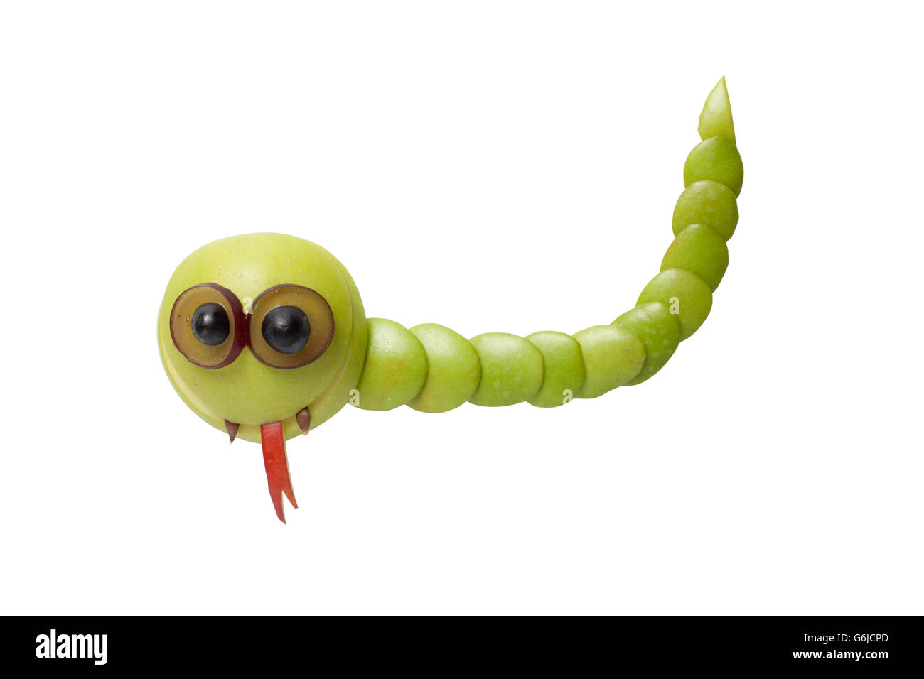 Snake made of fruit on white background Stock Photo - Alamy