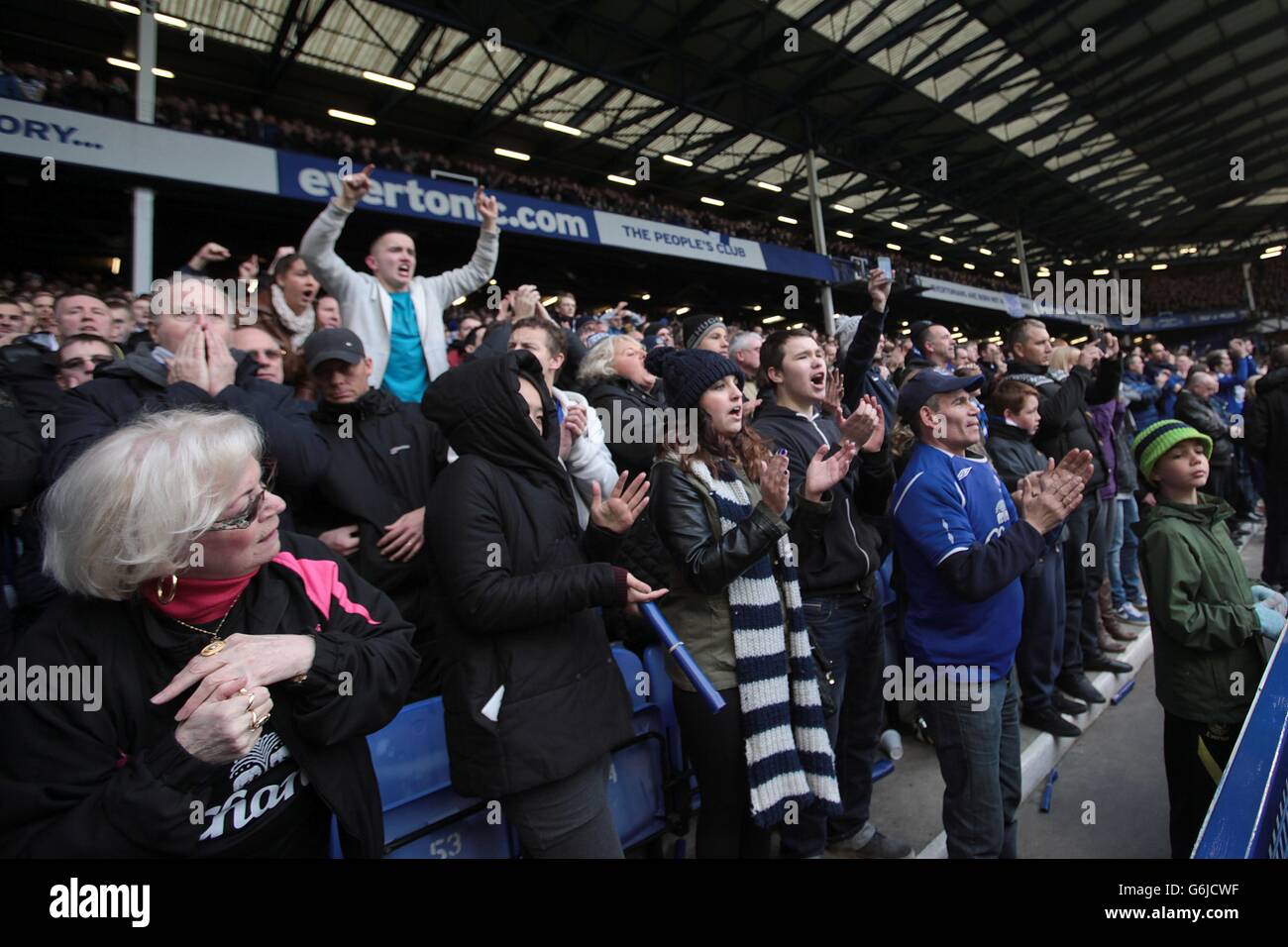 Everton fans show their appreciation in the stands after the final ...