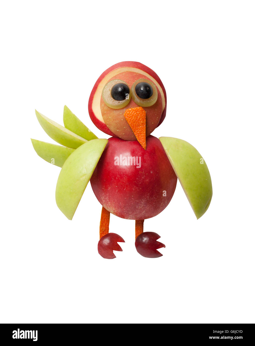 Confused bird made of apple on white background Stock Photo - Alamy