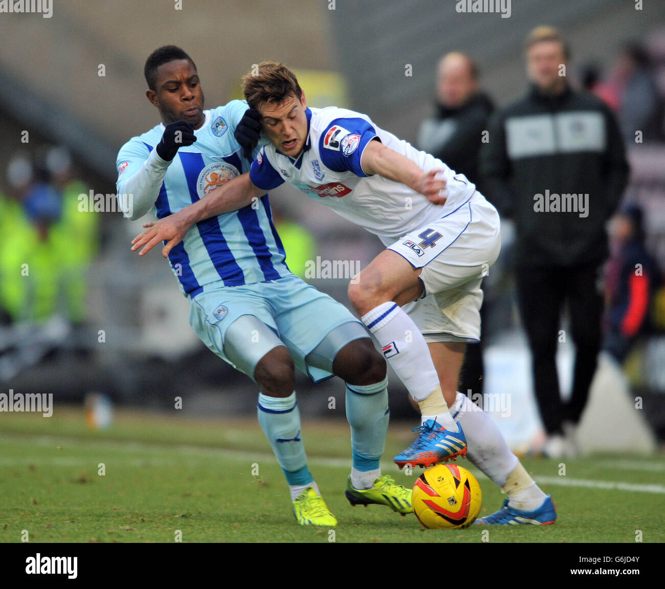 Coventry City's Franck Moussa (left) & Ash Taylor Tranmere Rovers's ...