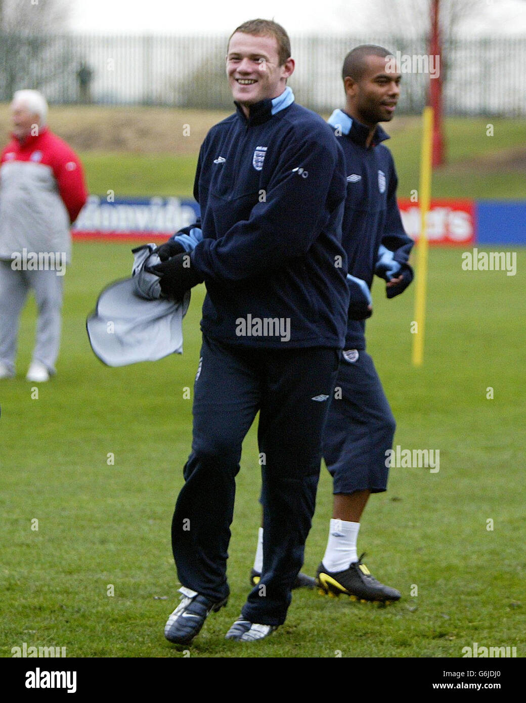 Englands wayne rooney left ashley cole training session cliff hi-res ...