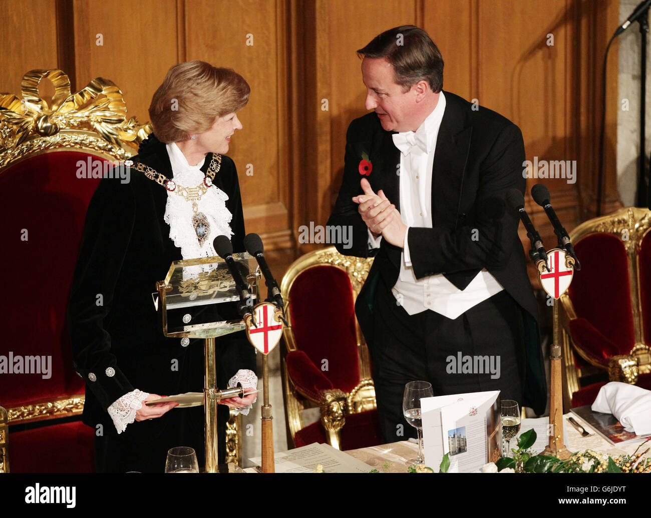 Lady Judge Lord Mayor Alderman Fiona Woolf with Prime Minister David ...
