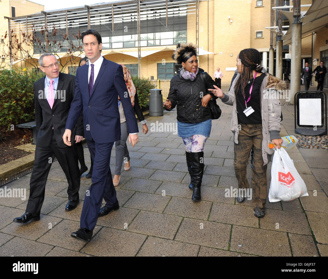 Labour Leader Ed Miliband with Hackney Community College principal Ian ...
