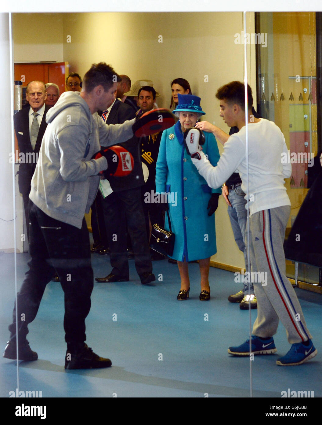 Queen Elizabeth II and the Duke of Edinburgh (left) watching boxing ...