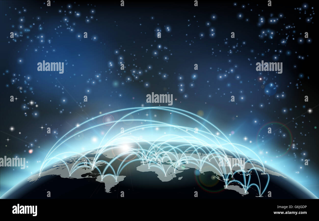 A world trade map transport logistics conceptual illustration of paths ...