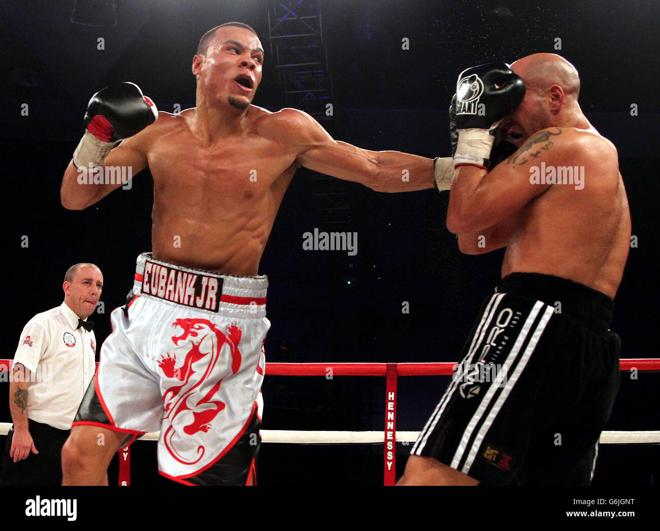 Chris Eubank Jnr. (left) takes on Frank Borg in their middleweight bout ...