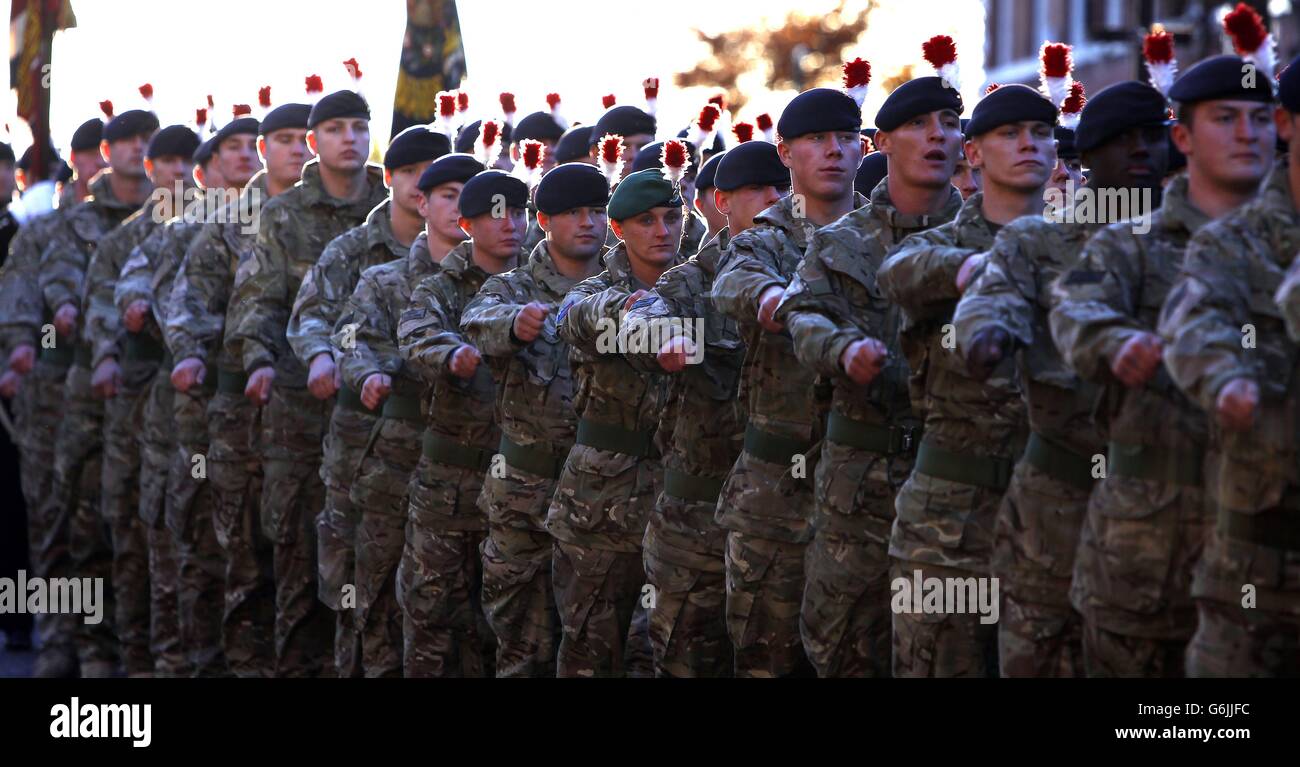 Soldiers from the 1st Battalion the Royal Regiment of Fusiliers, parade ...