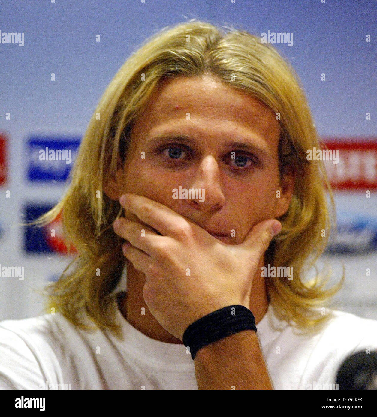 Manchester United's Diego Forlan speaking during a press conference at ...