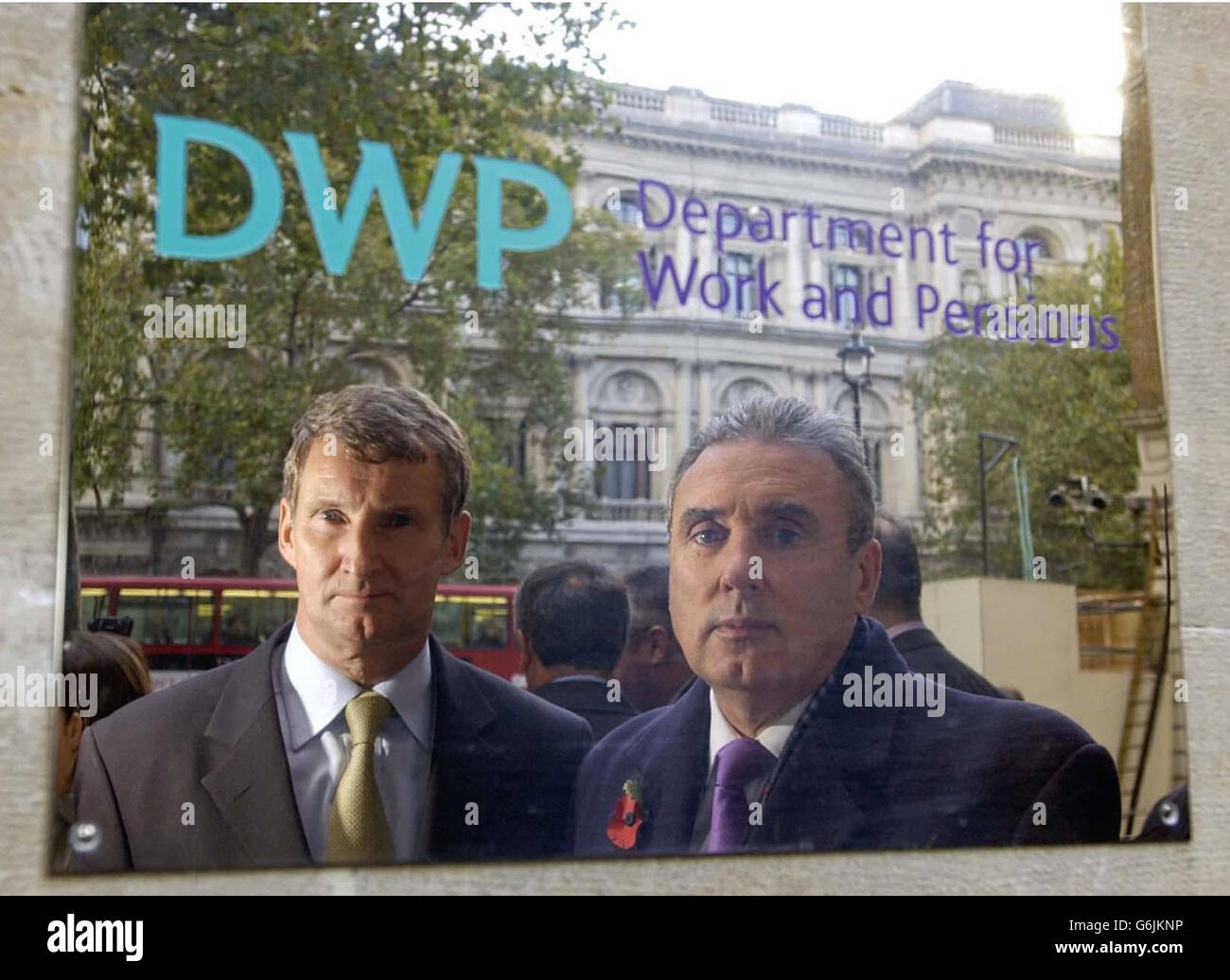 Reflected in the DWP headquarters name plate, L-R: Amicus Assistant ...