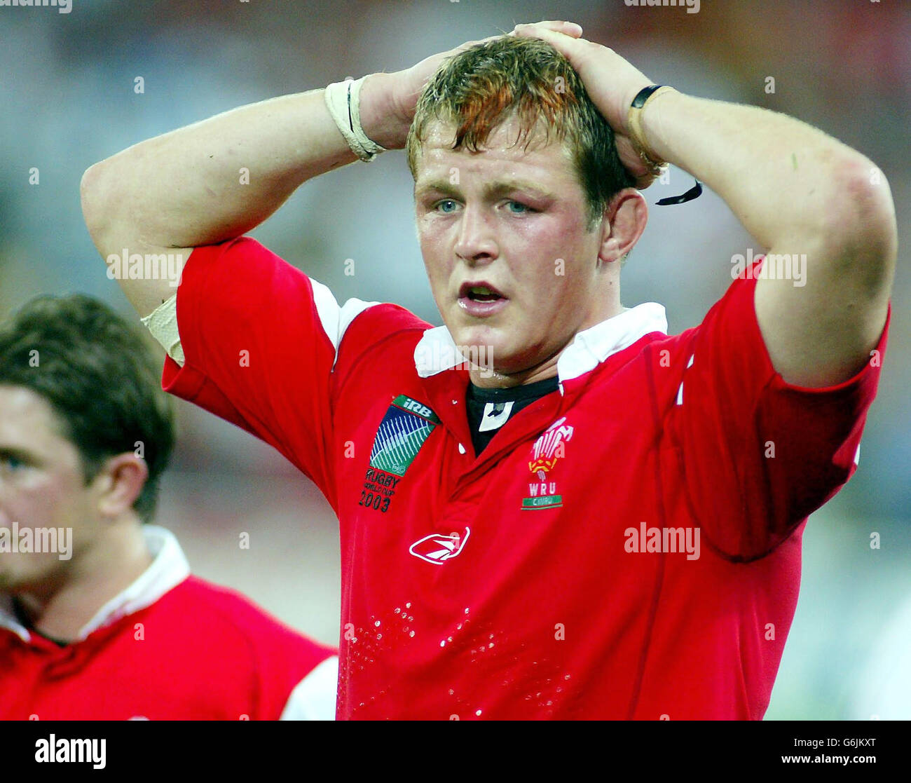 Wales' Dafydd Jones holds his head after losing 28 -17 to England in ...