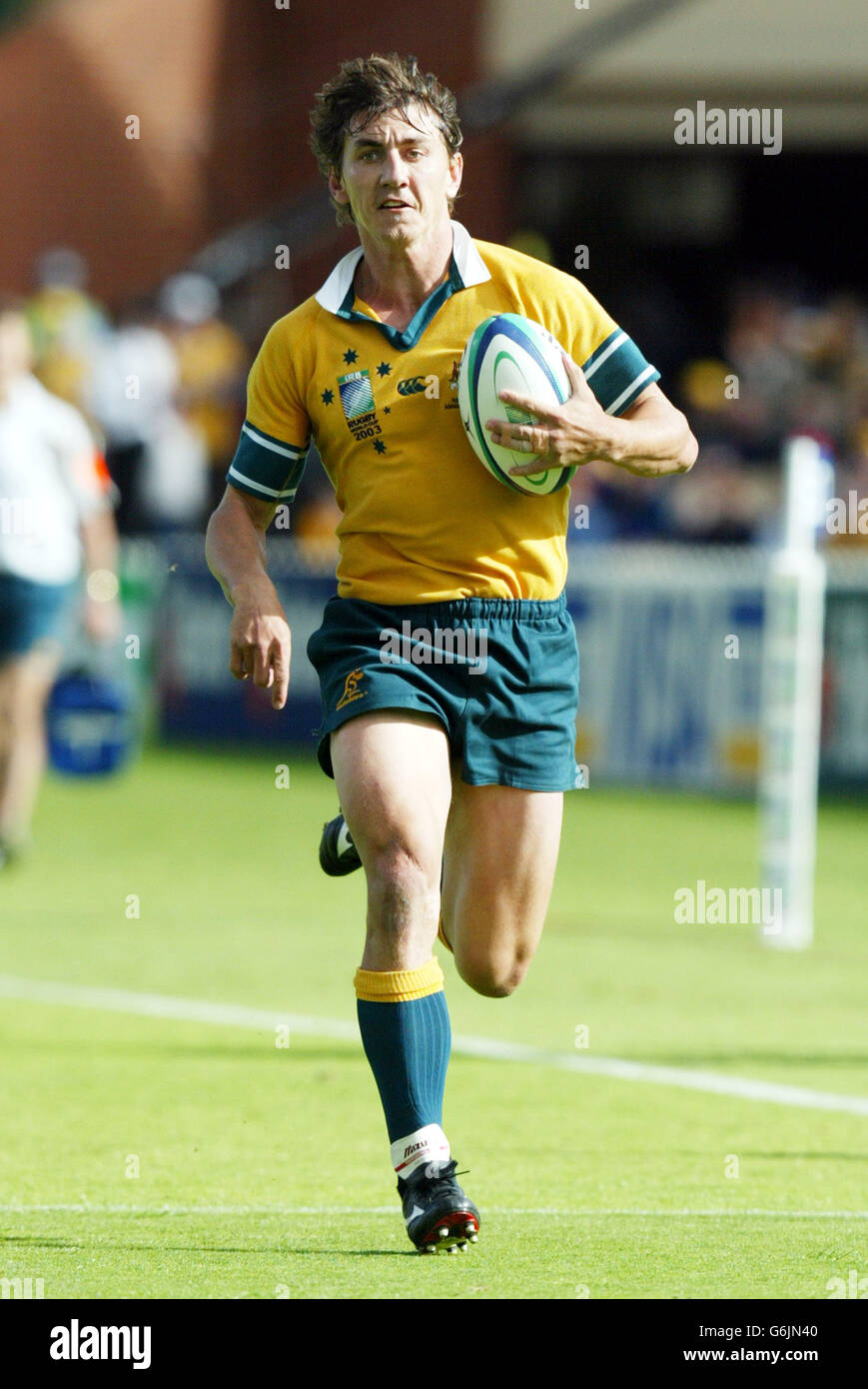 Mat Rogers in action during Australia's 142-0 victory over Namibia in ...