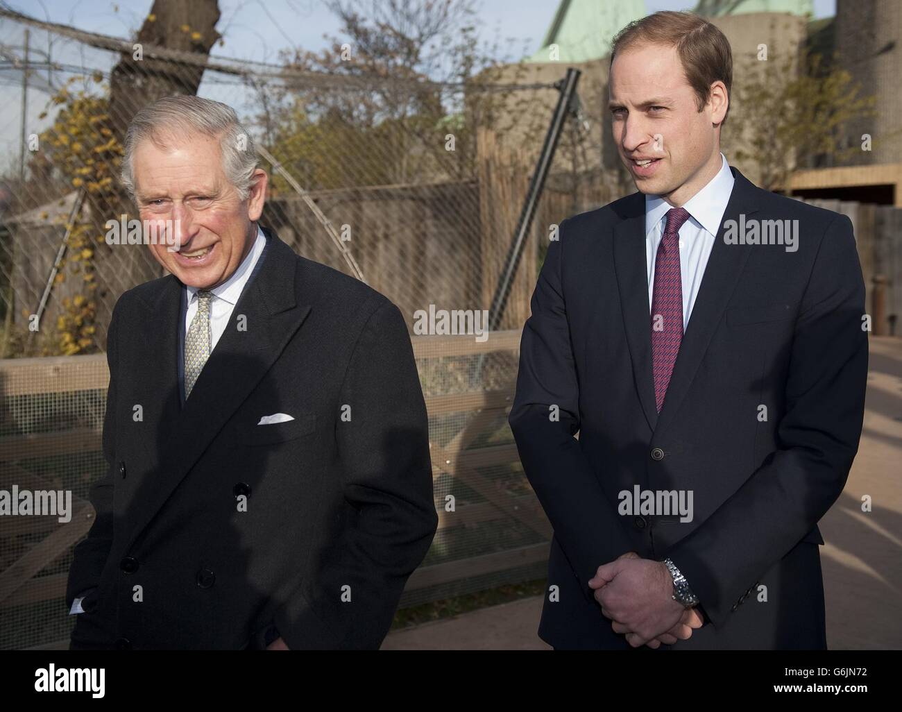 The Prince of Wales and The Duke of Cambridge tour the tiger enclosure ...