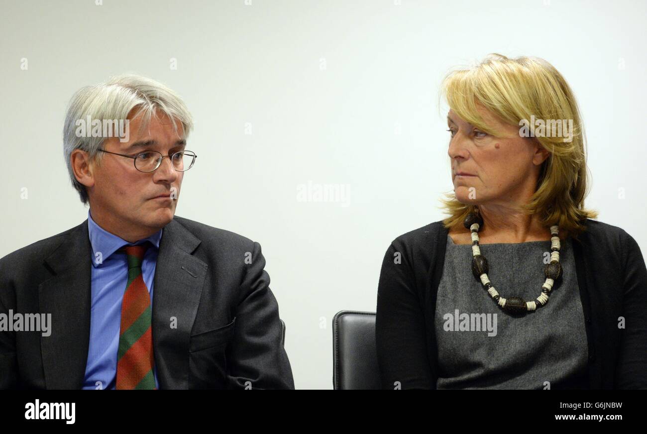 Andrew Mitchell and his wife Dr Sharon Bennett during a press ...
