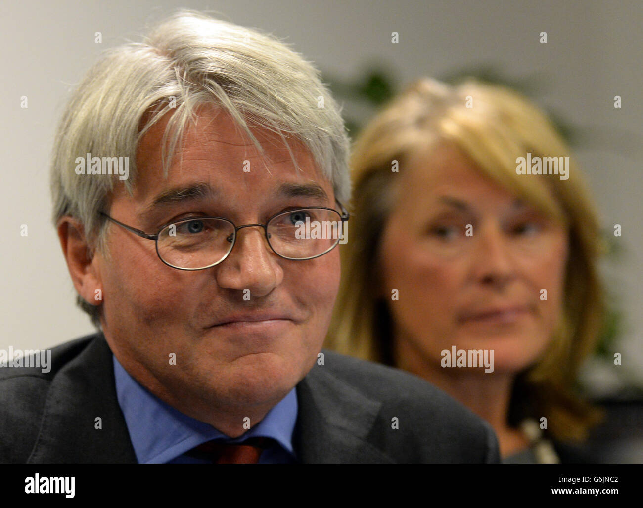 Andrew Mitchell and his wife Dr Sharon Bennett during a press ...