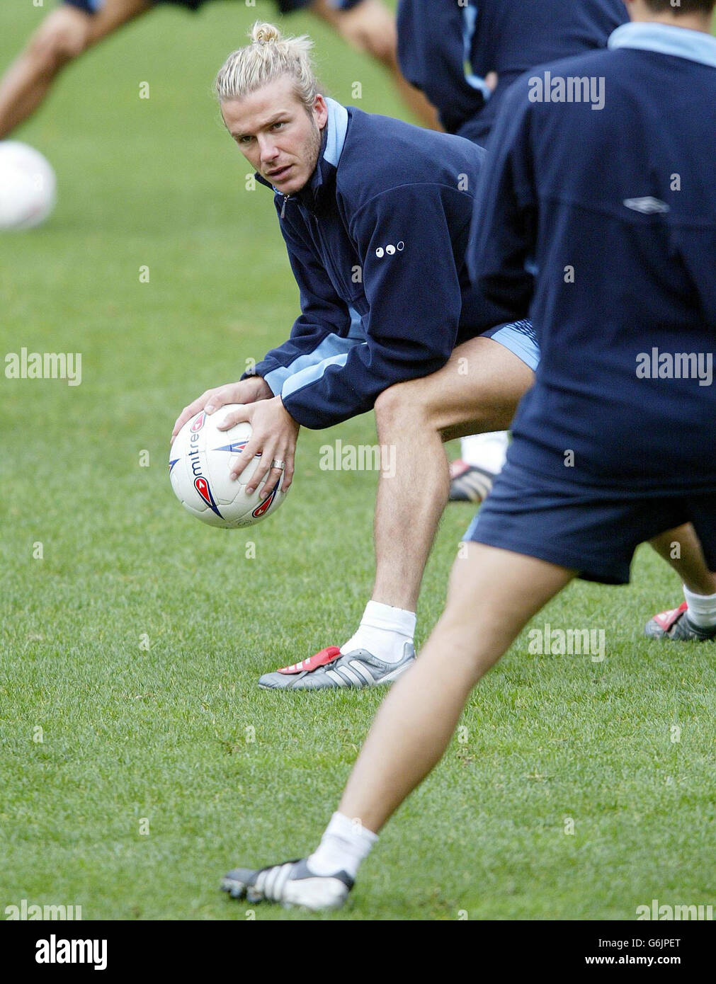 England captain David Beckham during a team training session at Old ...
