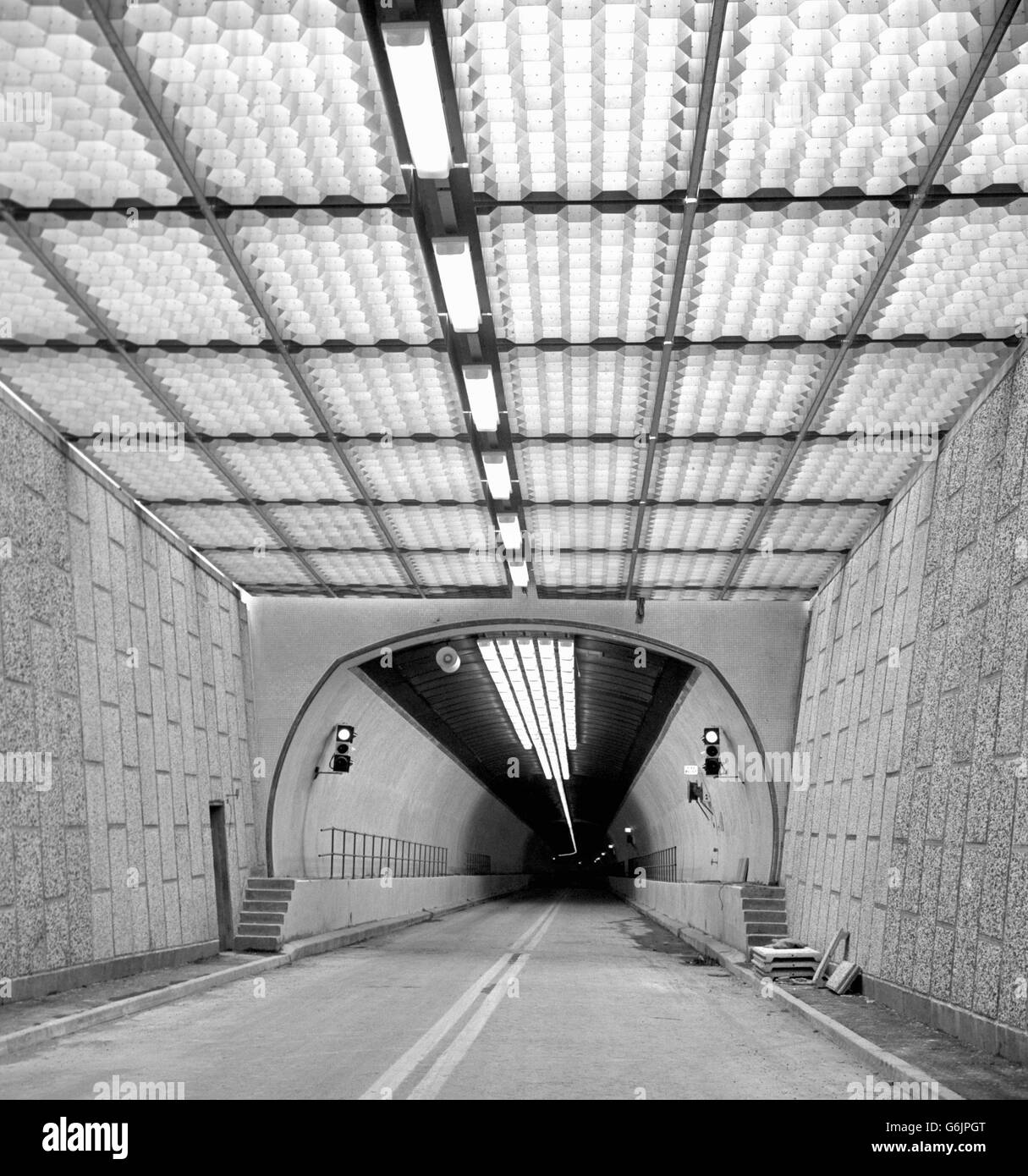 The completed interior of the new Thames Tunnel between Dartford, Kent ...