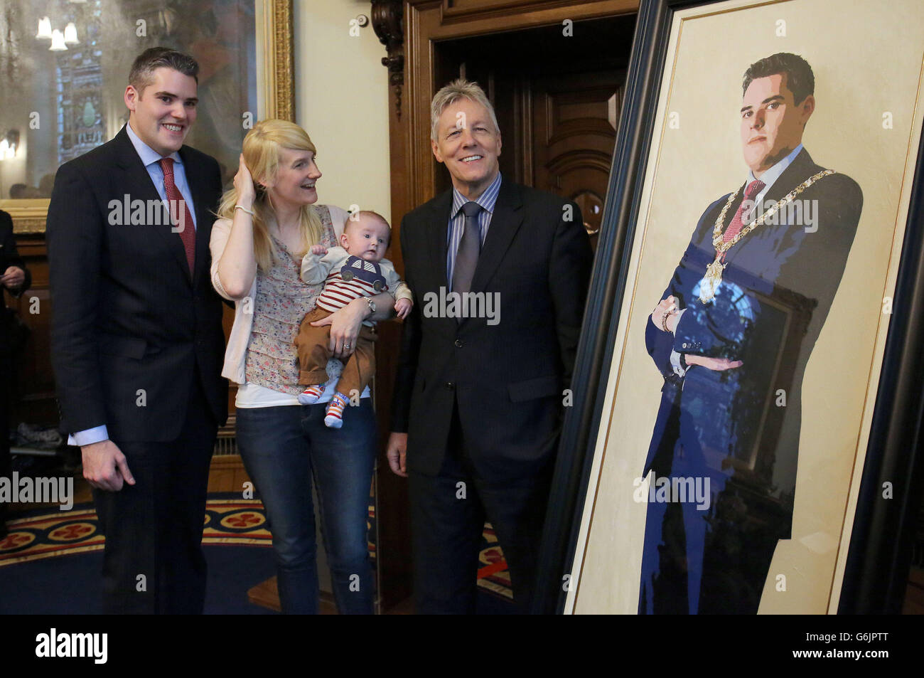 (left to right) Former Belfast Lord Mayor Gavin Robinson with his wife ...
