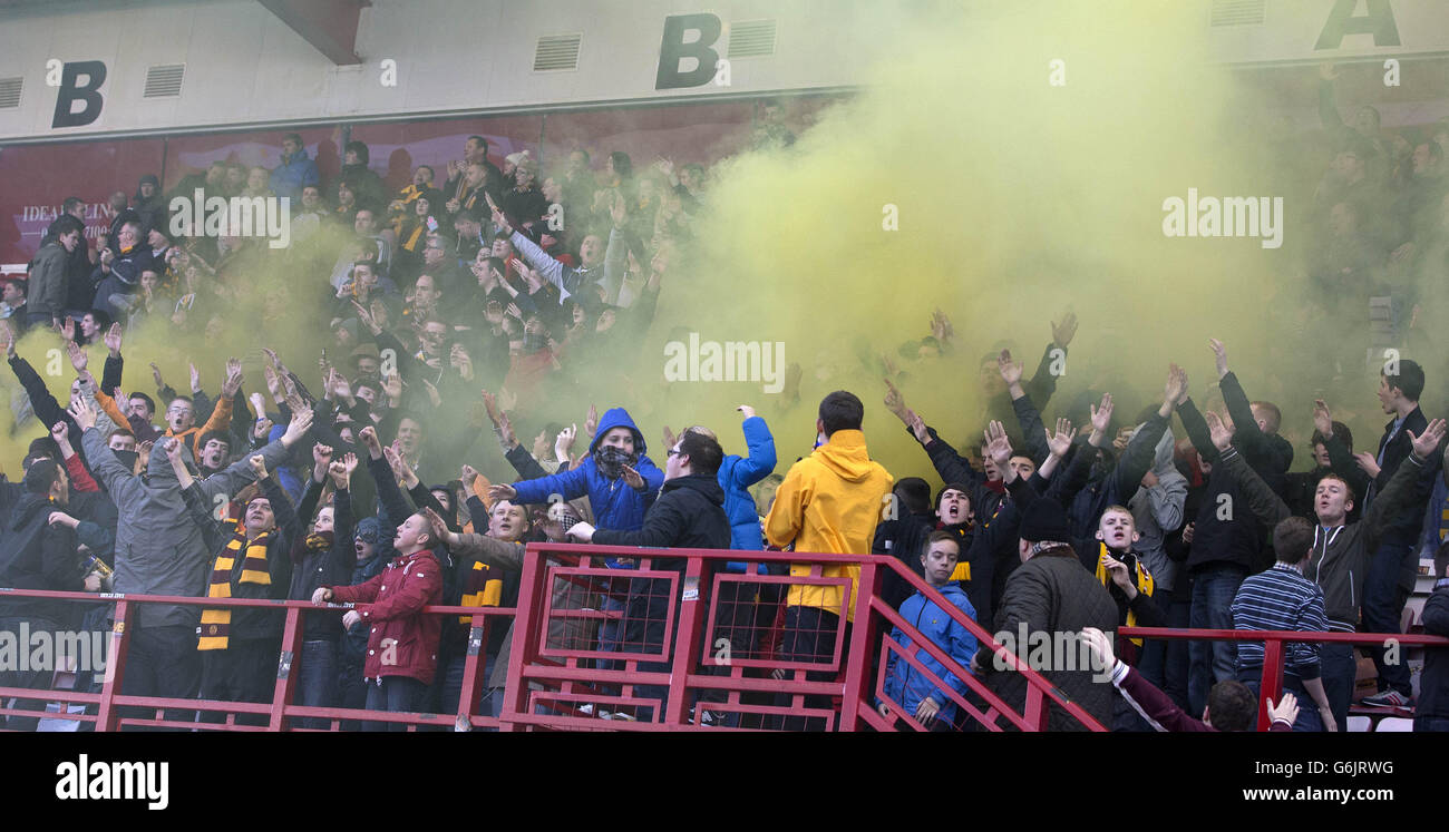 Motherwell fans let off smoke bombs during the Fourth Round William ...