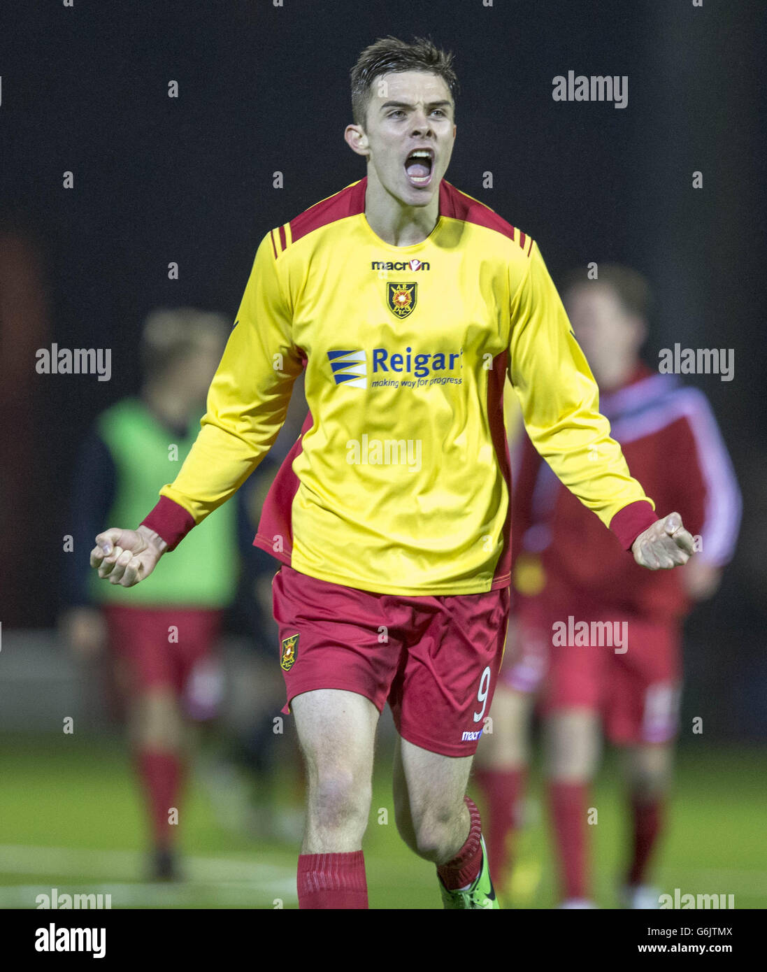 Albion Rovers' Mark Mcguigan celebrates at the end of the Fourth Round ...