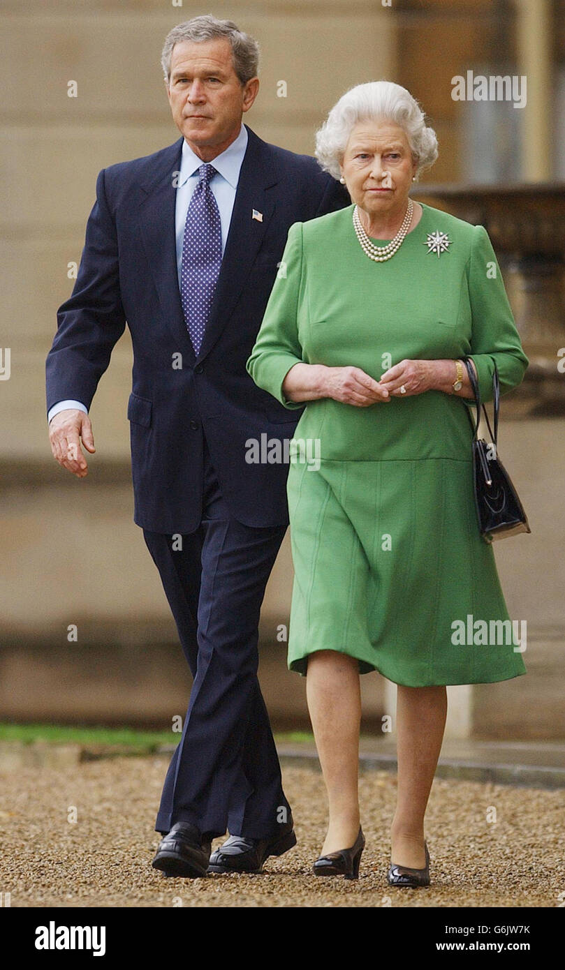 Bush Bids Farewell to Queen Stock Photo - Alamy