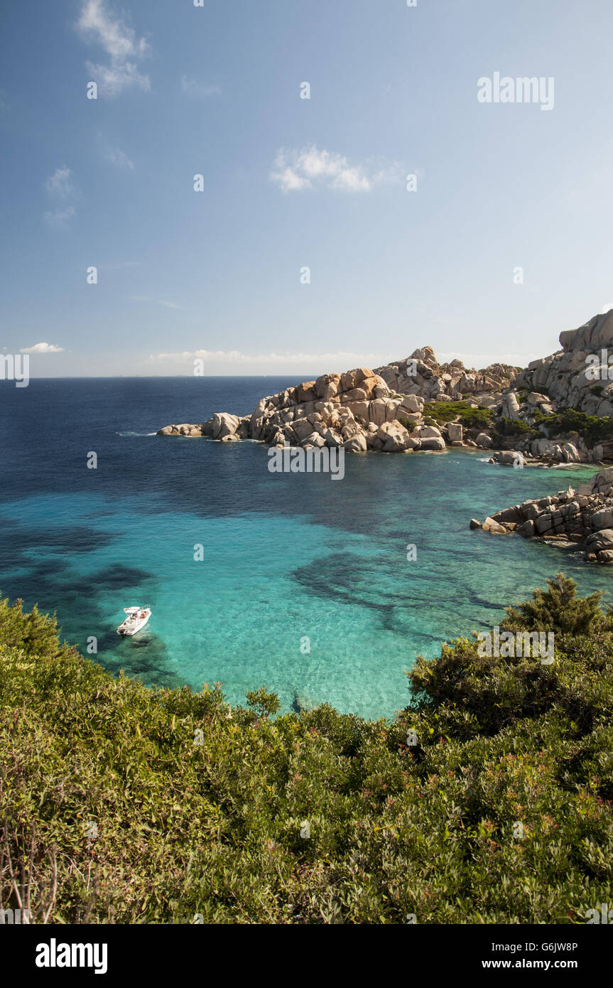 colors of the sea in cala spinosa a bay of Capo Testa in Gallura Stock ...