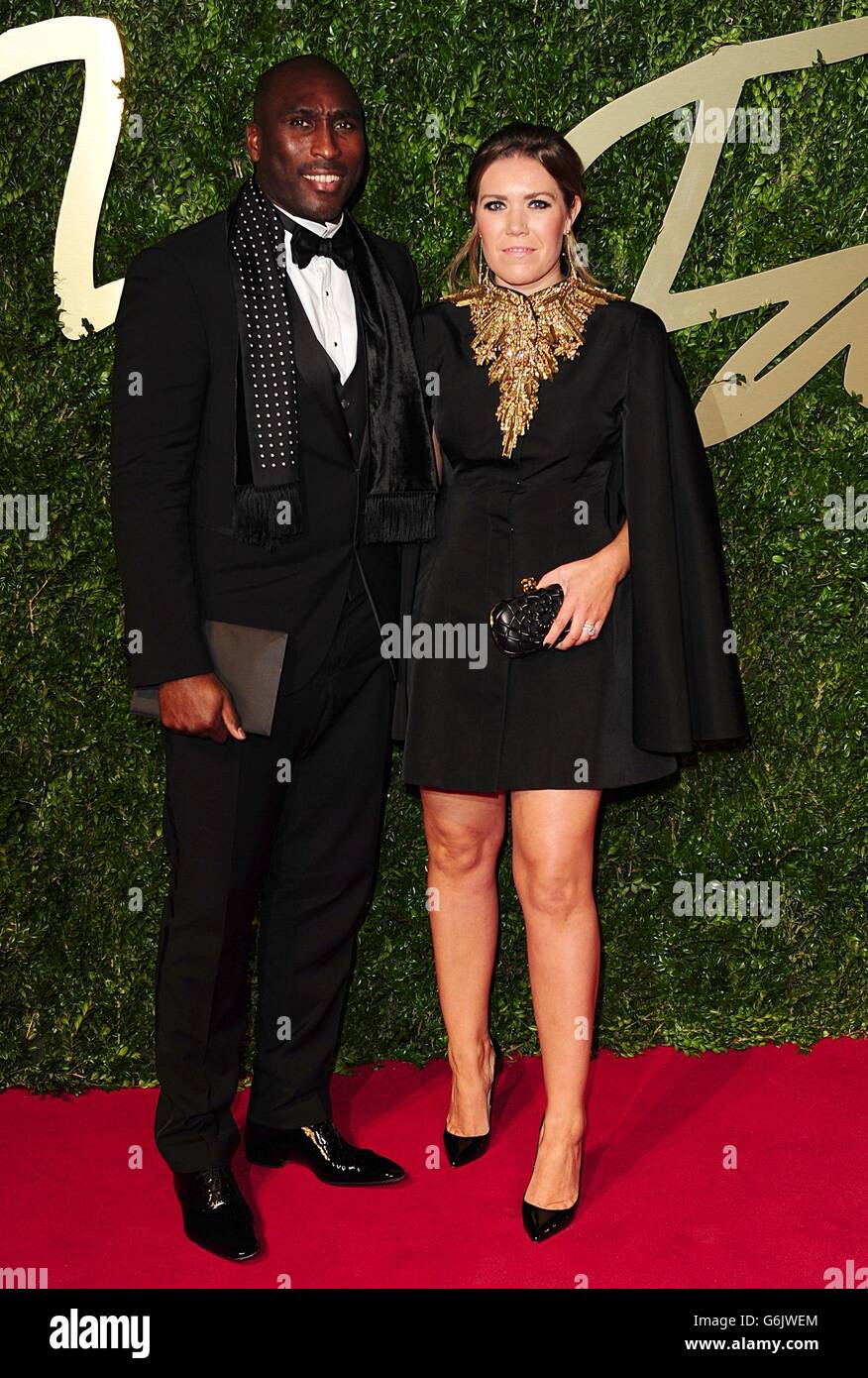 Sol campbell fiona barrett arriving for the 2013 british fashion hi-res ...