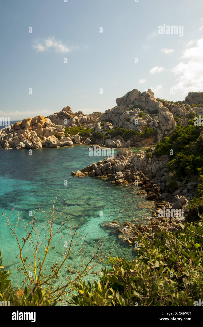 colors of the sea in cala spinosa a bay of Capo Testa in Gallura Stock ...