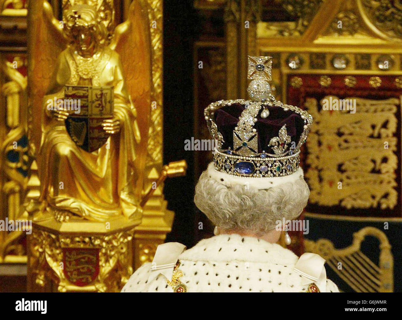 Britain's Queen Elizabeth II in the House of Lords, after the State ...