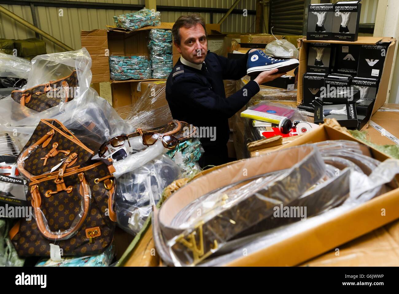 Fake designer imports seized Stock Photo - Alamy