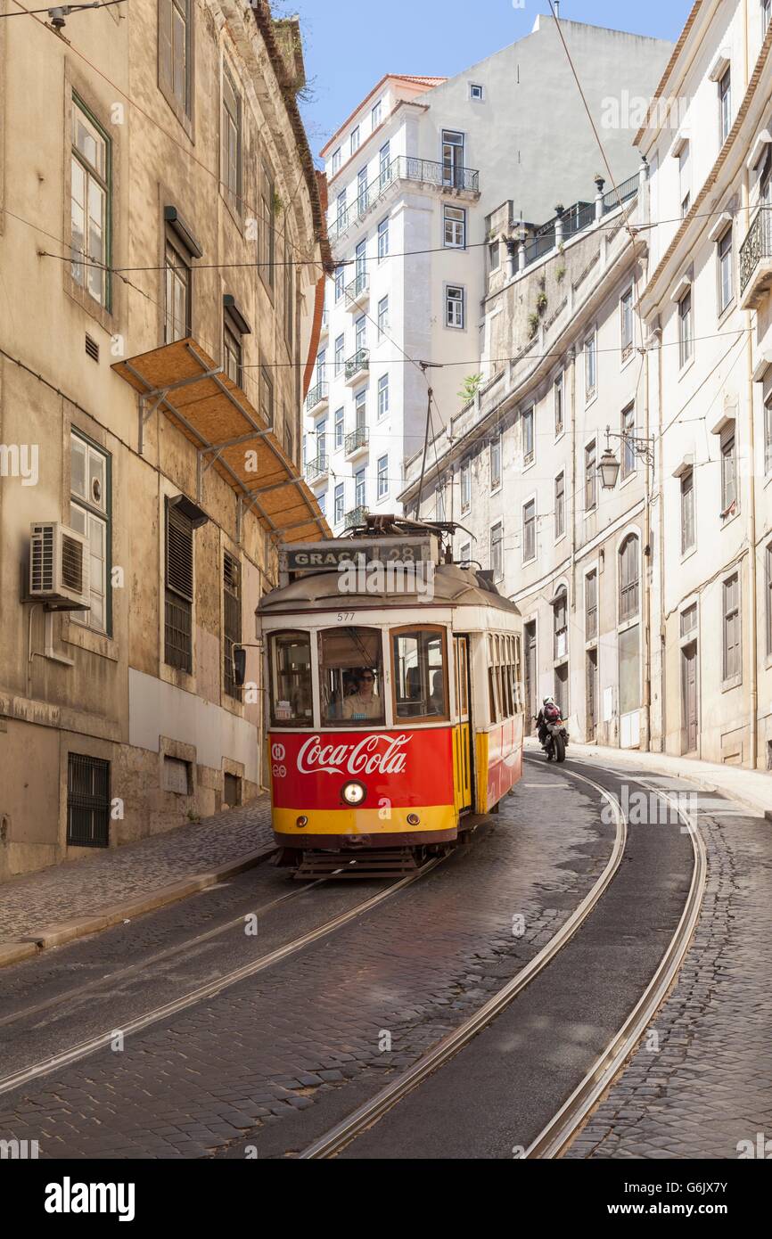 The famous tram 28 in Lisbon Stock Photo - Alamy