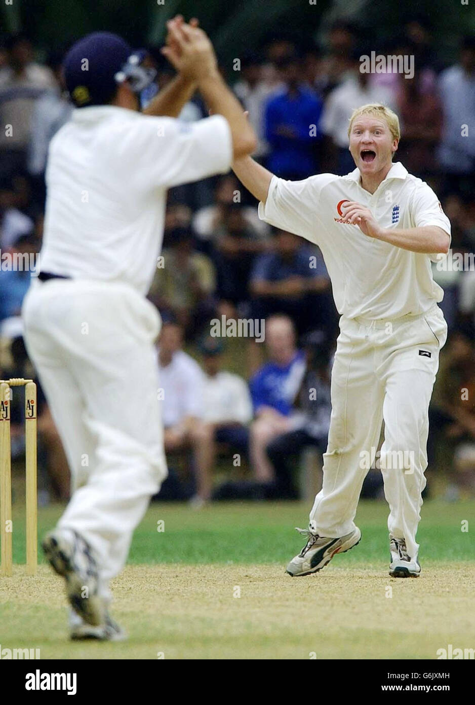 England spin bowler Gareth Batty celebrates a wicket with a catch by ...