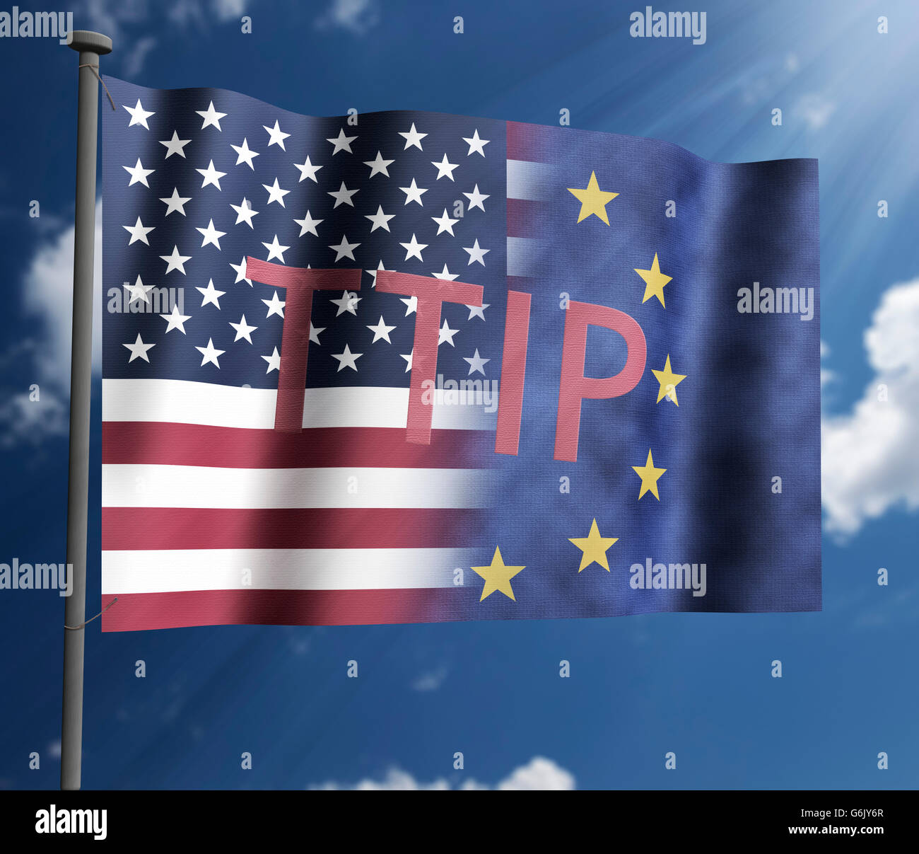 EU and USA Flag with TTIP writing, Computer Graphic Stock Photo - Alamy