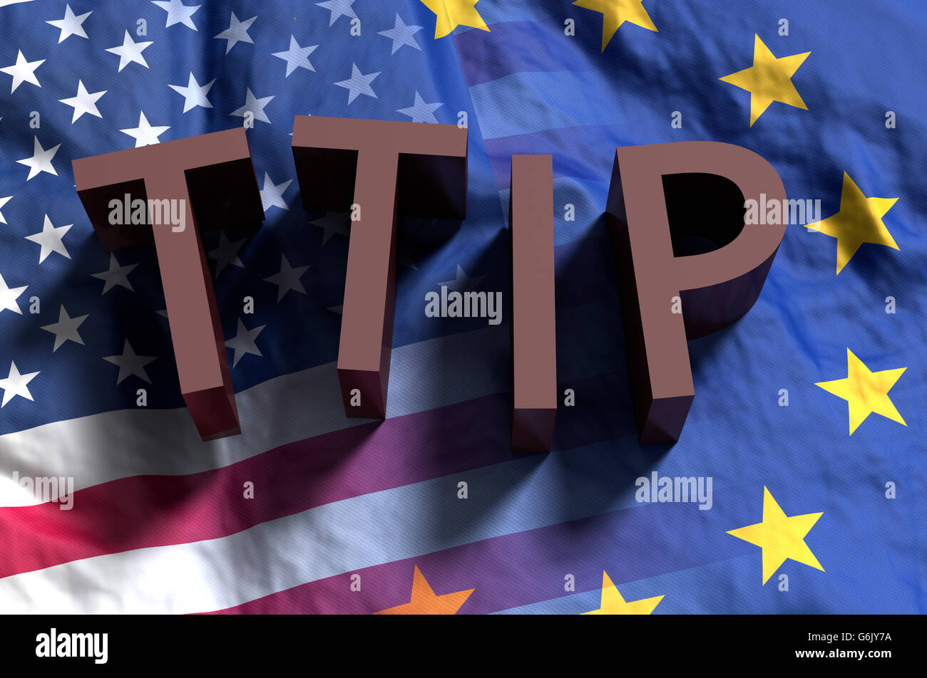 USA and EU Flag with TTIP writing, Computer Graphic Stock Photo - Alamy
