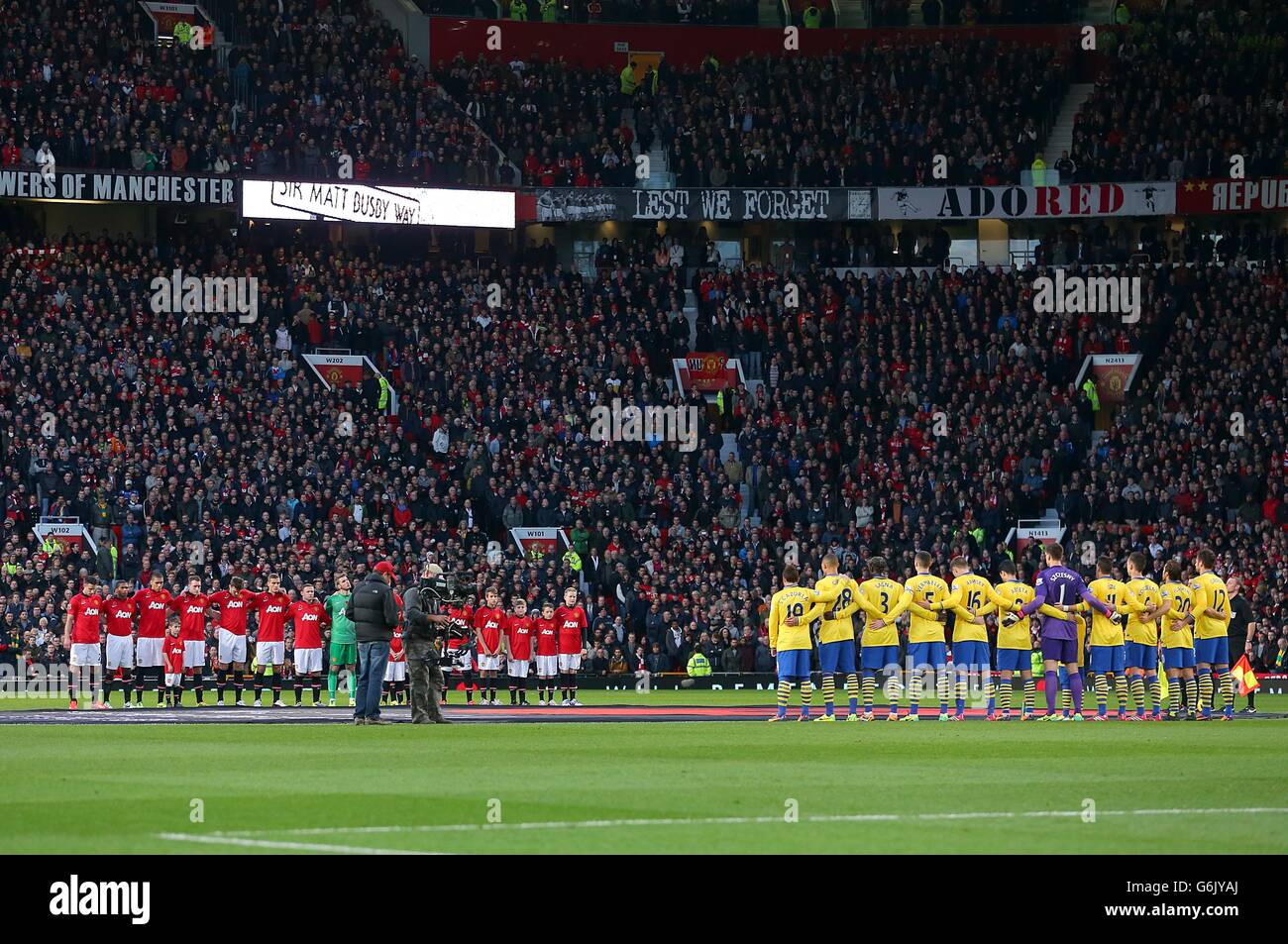 The two teams observe a period of silence in honour of Remembrance ...