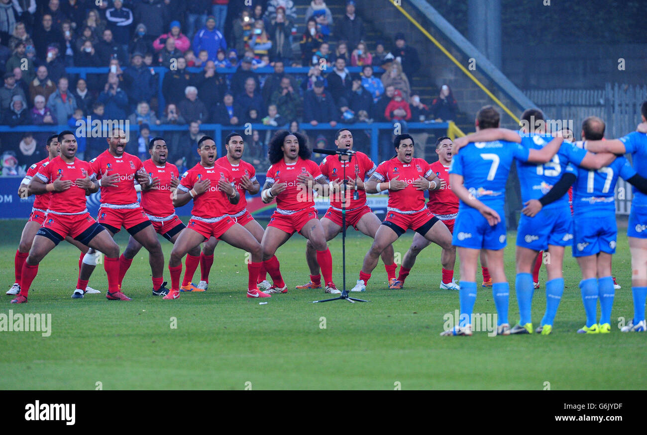 Tonga perform sipi tau kick off world cup match shay hi-res stock ...