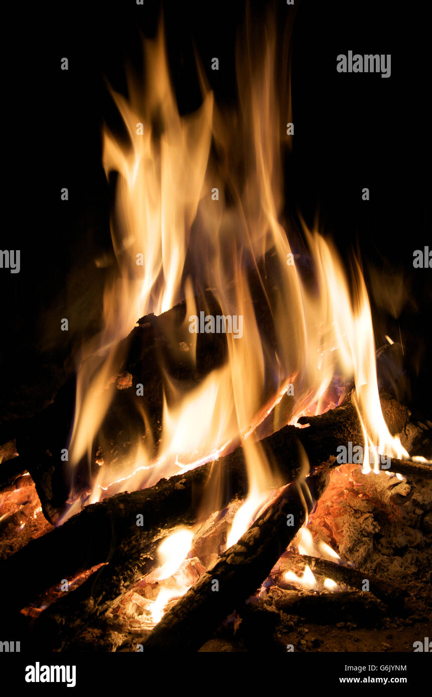 Fire in a fireplace Stock Photo - Alamy
