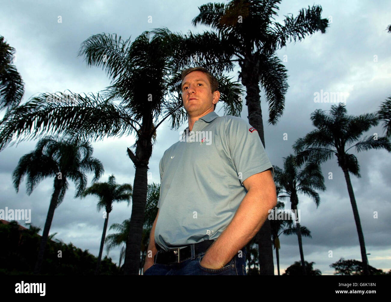England rugby player Will Greenwood poses beneath some palm trees ...