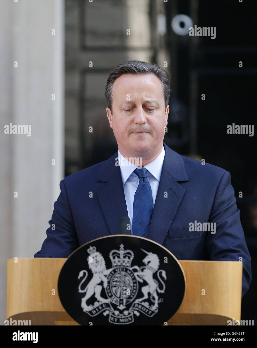 Prime Minister David Cameron speaks outside 10 Downing Street, London ...