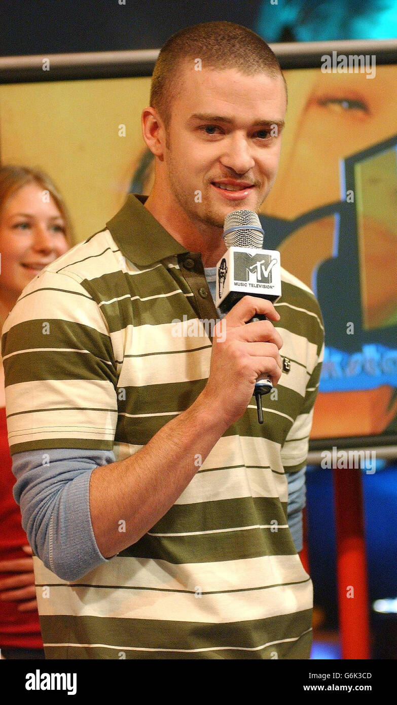 Singer Justin Timberlake during his guest appearance on MTV's TRL UK at ...