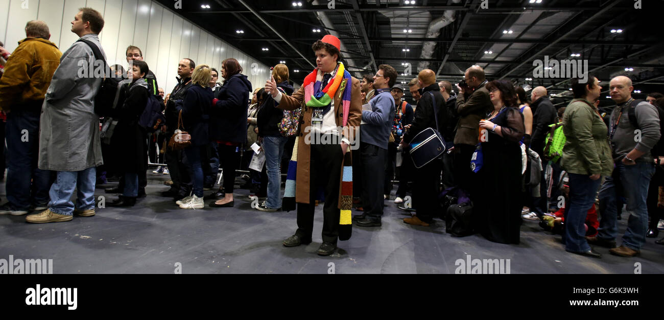 Dr Who fan Alex Lawrence, from Kent, waits in line for the opening of ...
