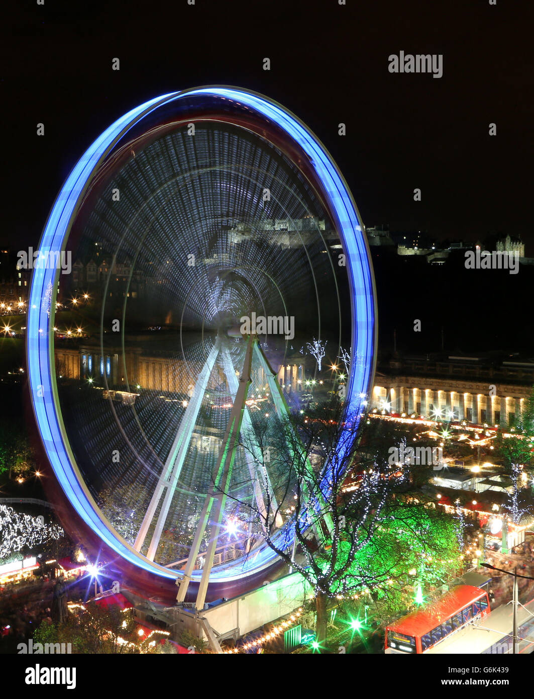A general view of Princes Street, Edinburgh Castle and the Christmas ...