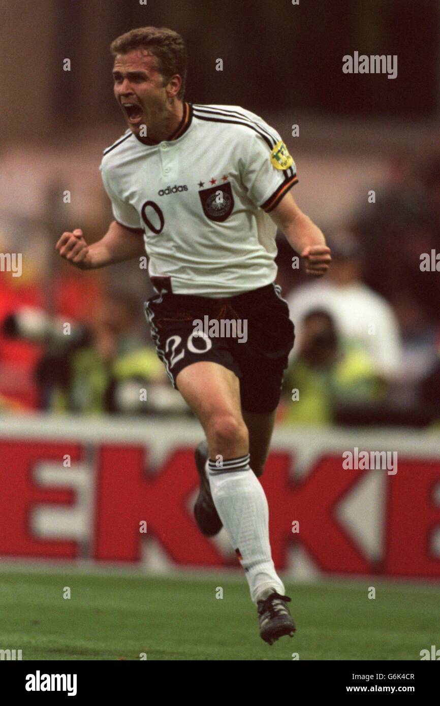 Oliver bierhoff germany celebrates goal hi-res stock photography and ...