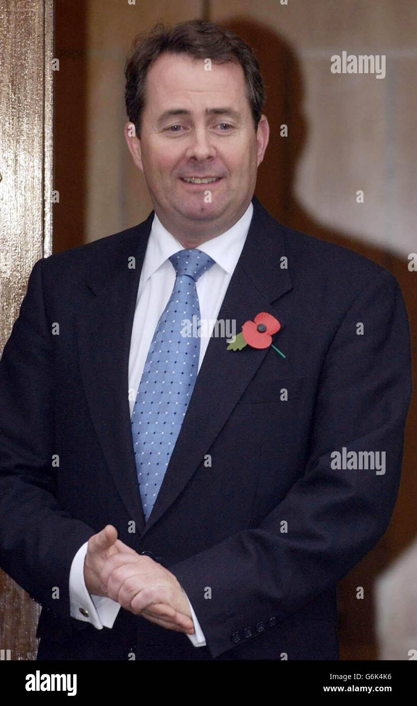 Dr Liam Fox, new Conservative Party Co-Chairman, outside Conservative ...