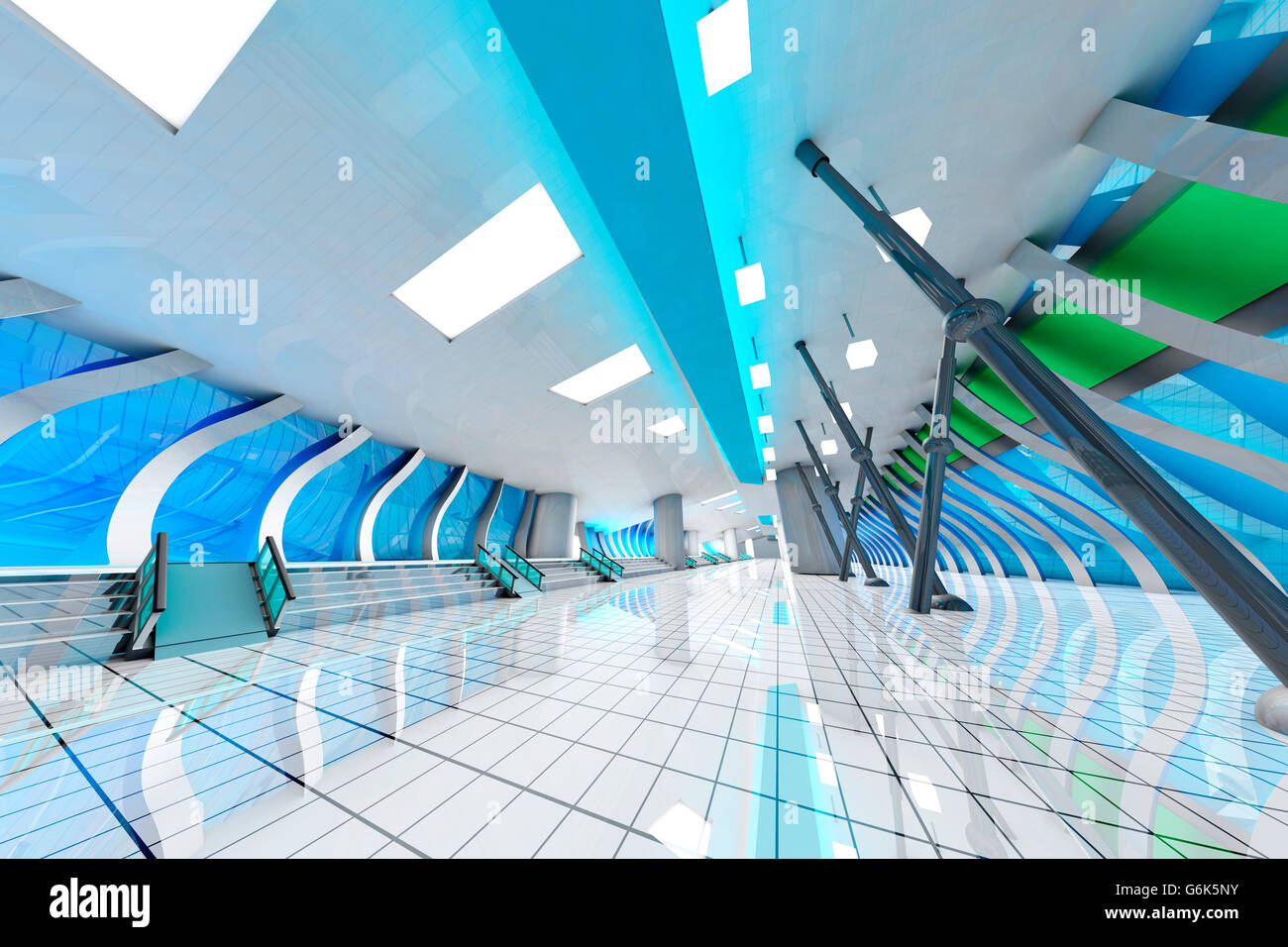 3D Rendered Illustration, Architecture visualization of a futuristic ...