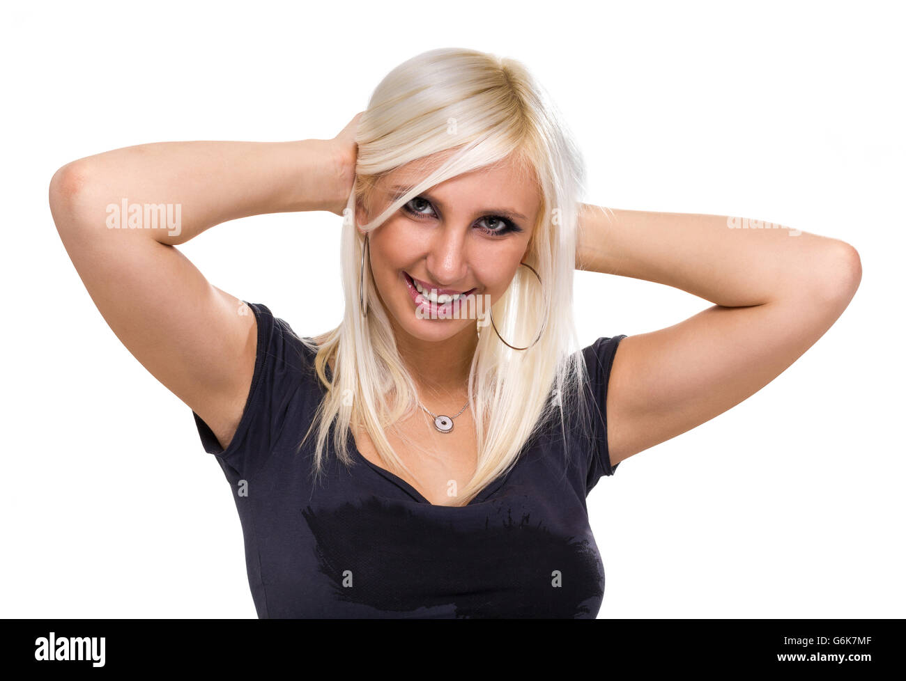 Beautiful woman portrait smiling isolated over a white Stock Photo - Alamy Beautiful woman portrait smiling isolated over a white Stock Photo - Alamy