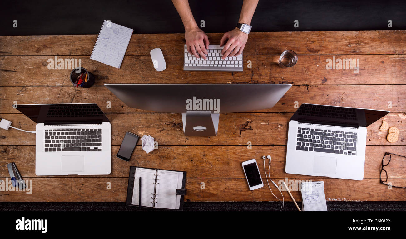 Working with computer at home office Stock Photo - Alamy