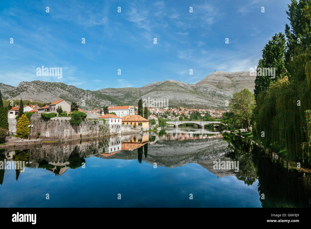 Bosnia and Herzegovina, Trebinje, view to the old town with Trebisnjica ...
