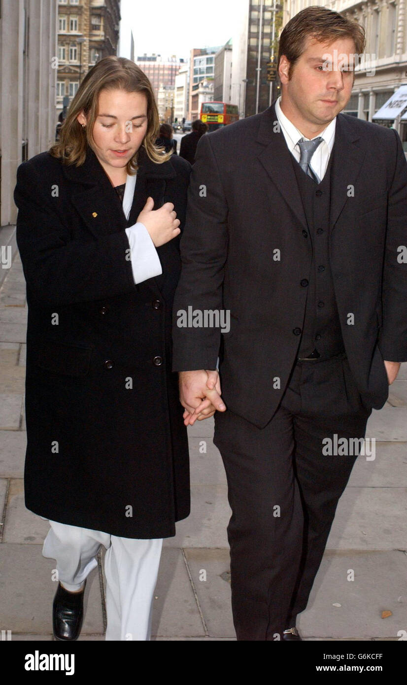 Witnesses Lucy and Mark Tuck depart the Old Bailey, London, during the ...